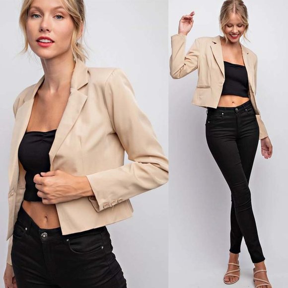 L Love | Jackets & Coats | Monique Solid Lapel Collar Short Blazer | Poshmark